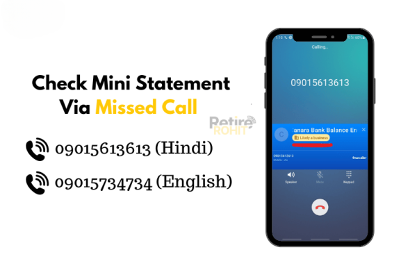 Canara Bank Mini Statement - Via Missed Call, App, WhatsApp